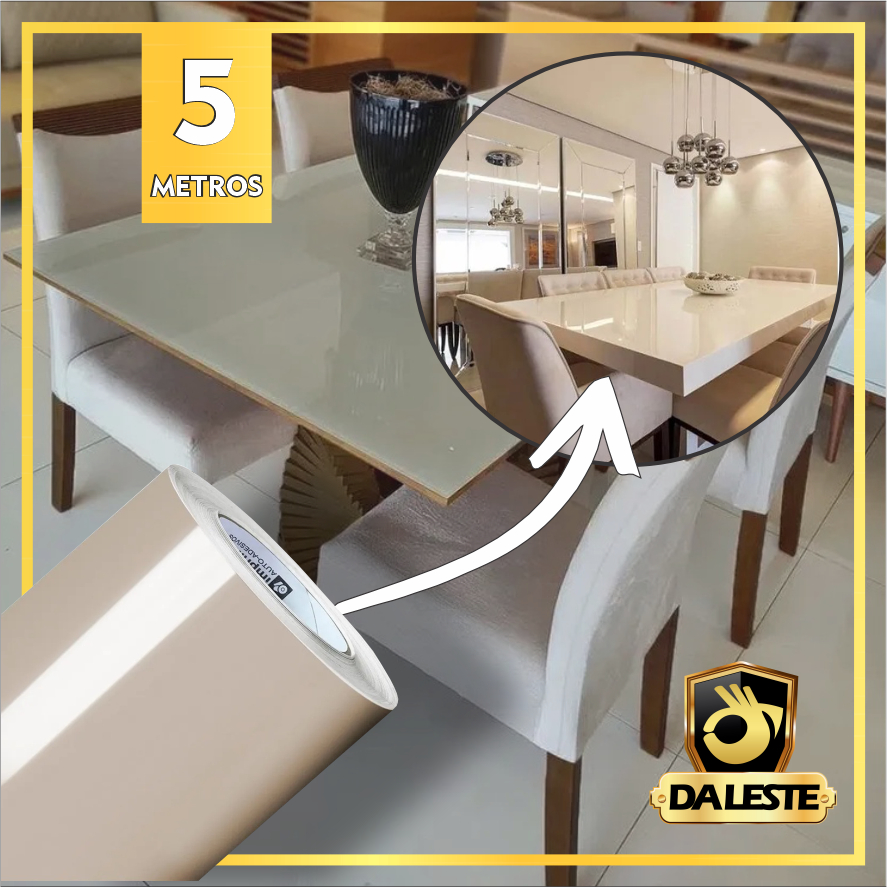5 Metros Adesivo Laca Bege Leitoso White Off Para Móveis Decoração ...