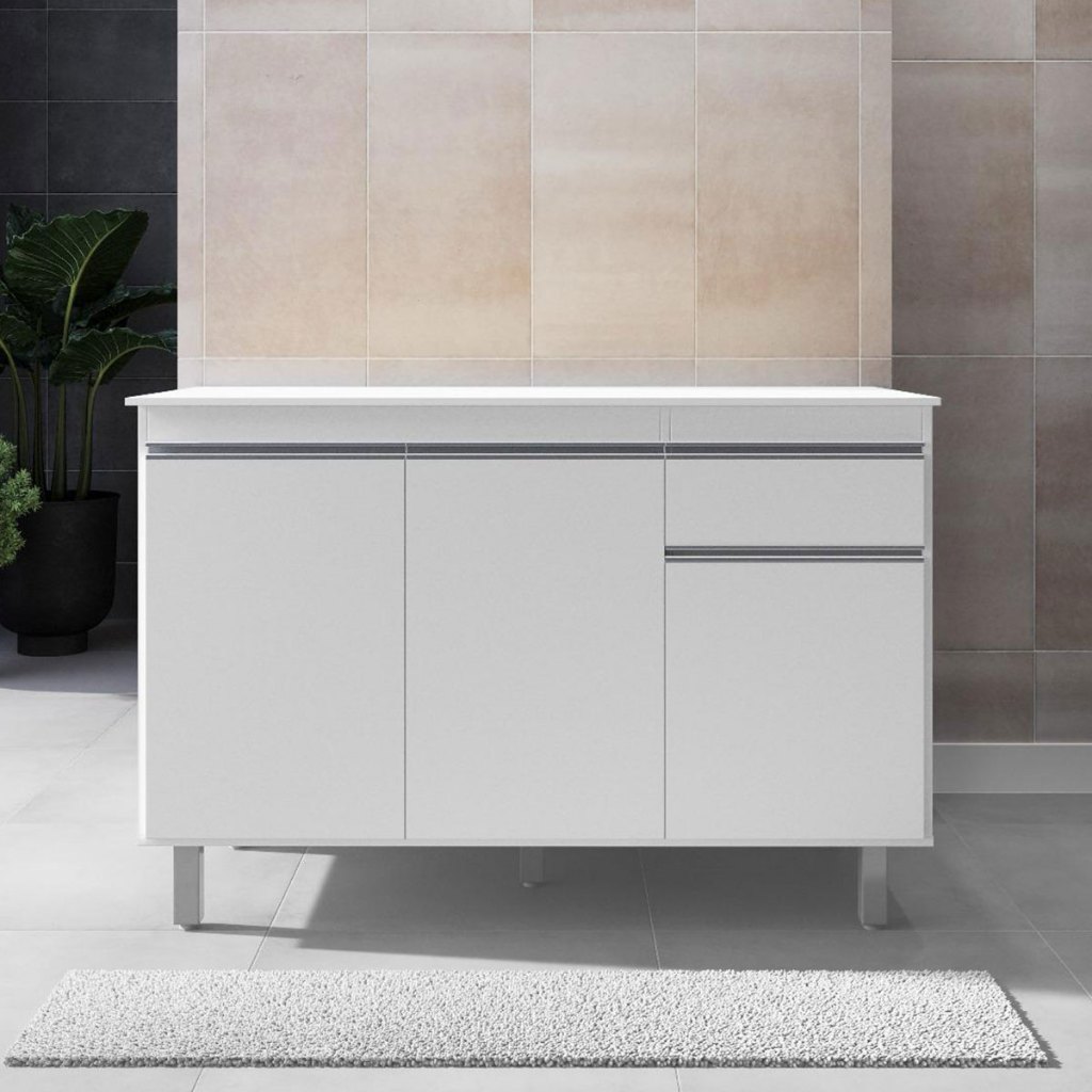 Balcão Gabinete Pia 3 Porta 1 Gaveta Pop 120 Cm Sem Tampo | Shopee Brasil