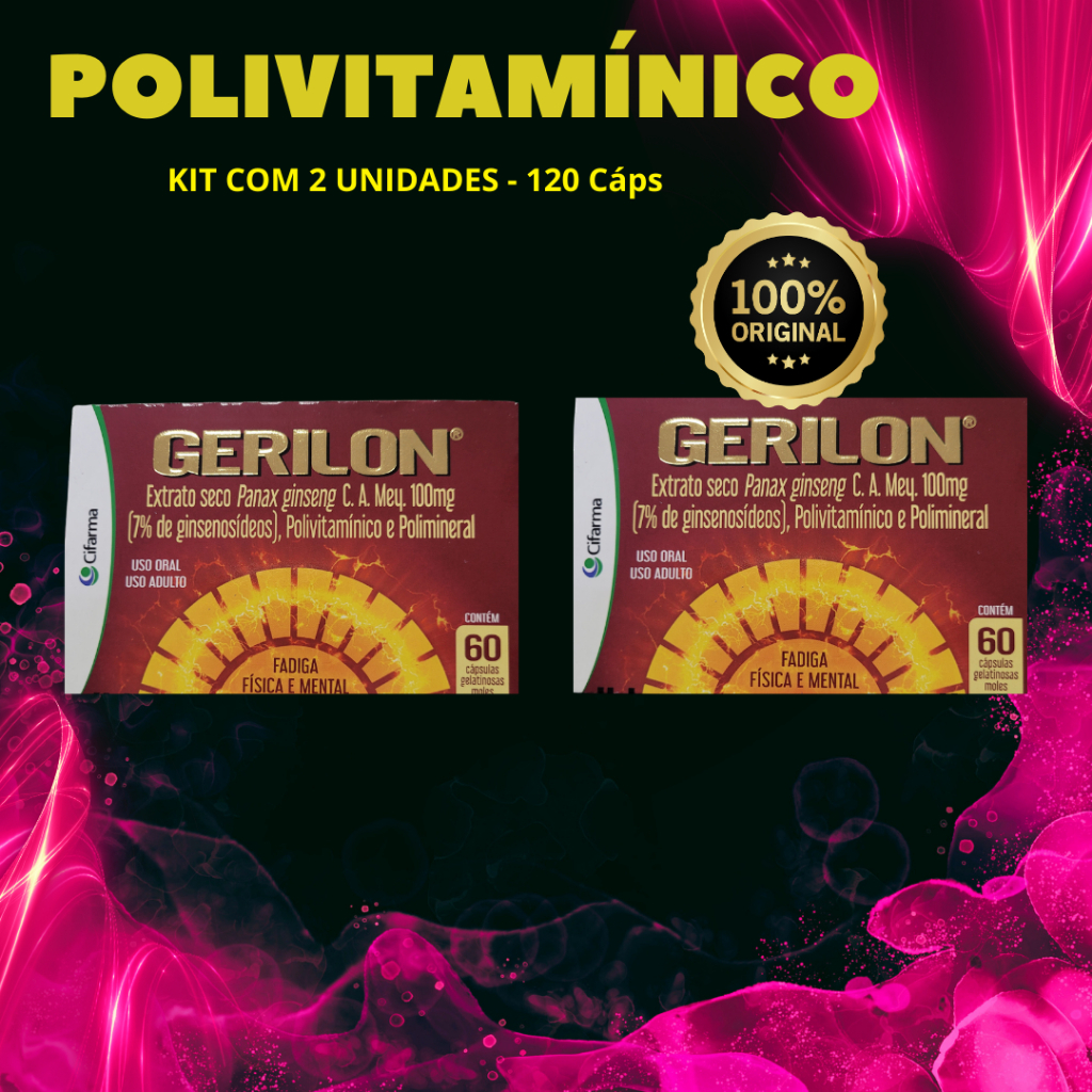 Polivitamínico Gerilon pack c/2 120 caps. | Shopee Brasil