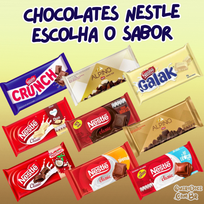 CHOCOLATE NESTLE BARRA 80g - KIT COM 10 BARRAS - ESCOLHA OS SABORES | Shopee Brasil