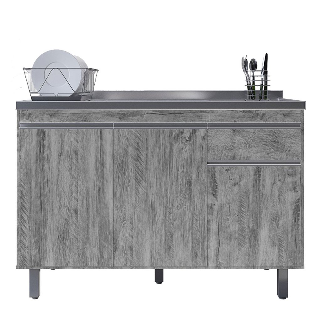 Balcão Gabinete de Cozinha Pop 120cm 3 Portas 1 Gaveta Sem Tampo | Shopee Brasil