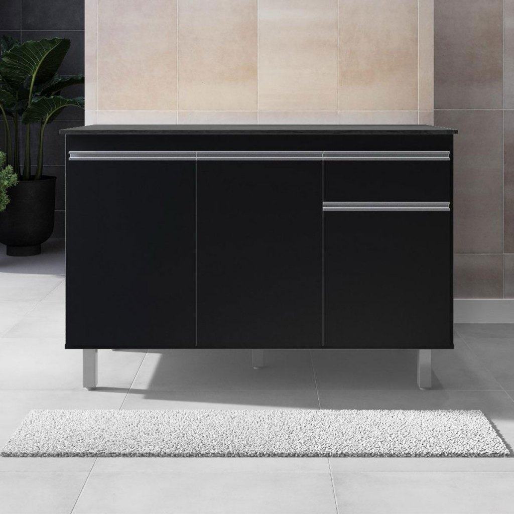 Balcão Gabinete de Cozinha Pop 120cm 3 Portas 1 Gaveta Sem Tampo | Shopee Brasil