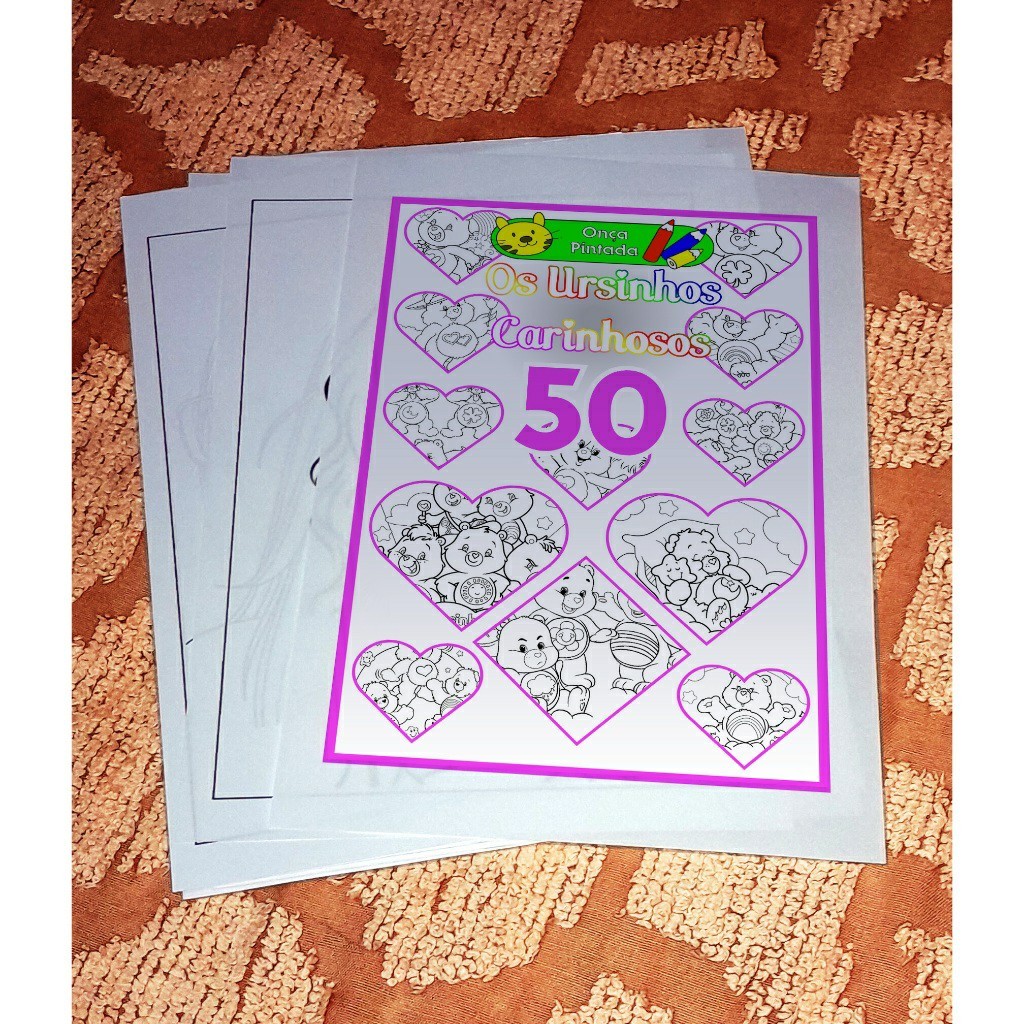 kit 50 desenhos para colorir infantil dos Ursinhos Carinhosos, tamaho ...