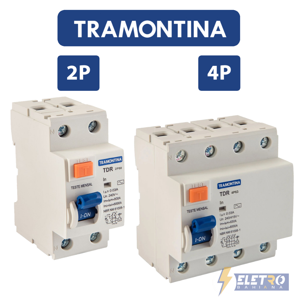 Interruptor DR Diferencial Residual TDR 2P / 4P - 25A, 40A, 63A, 80A,100A DE 30mA 6KA-TRAMONTINA ...