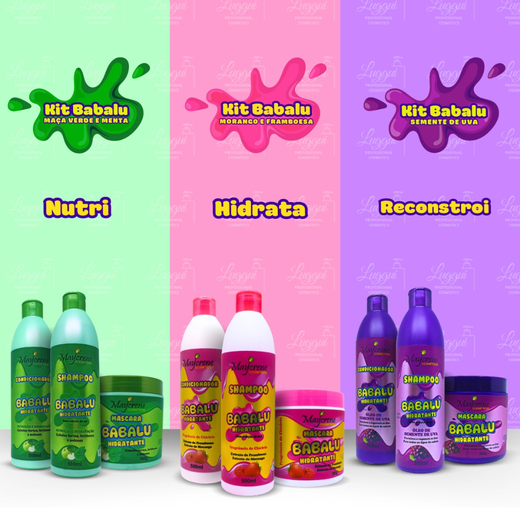 Kit Capilar BABALU com Aroma das Frutas Maycrene ESCOLHA A FRAGRÂNCIA ...