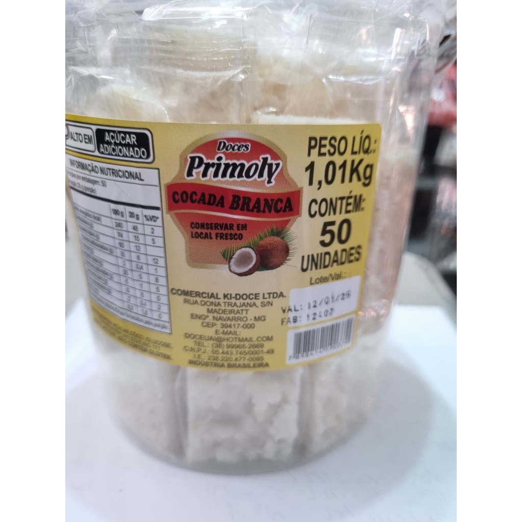 Cocada quadrada branca Primoly com 50 unidades | Shopee Brasil