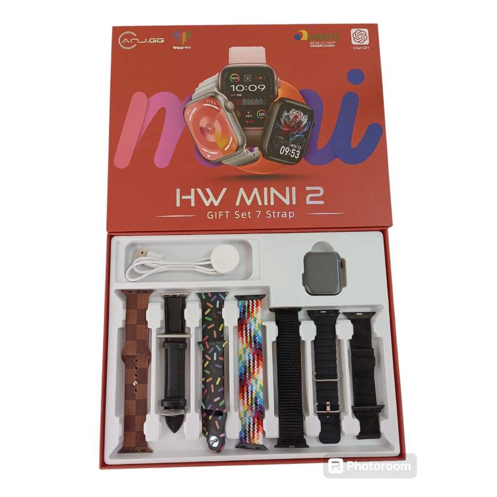 Relógio Smartwatch HW Mini 2 PRETO Com 7 Pulseiras 41mm Pulso Fino ...