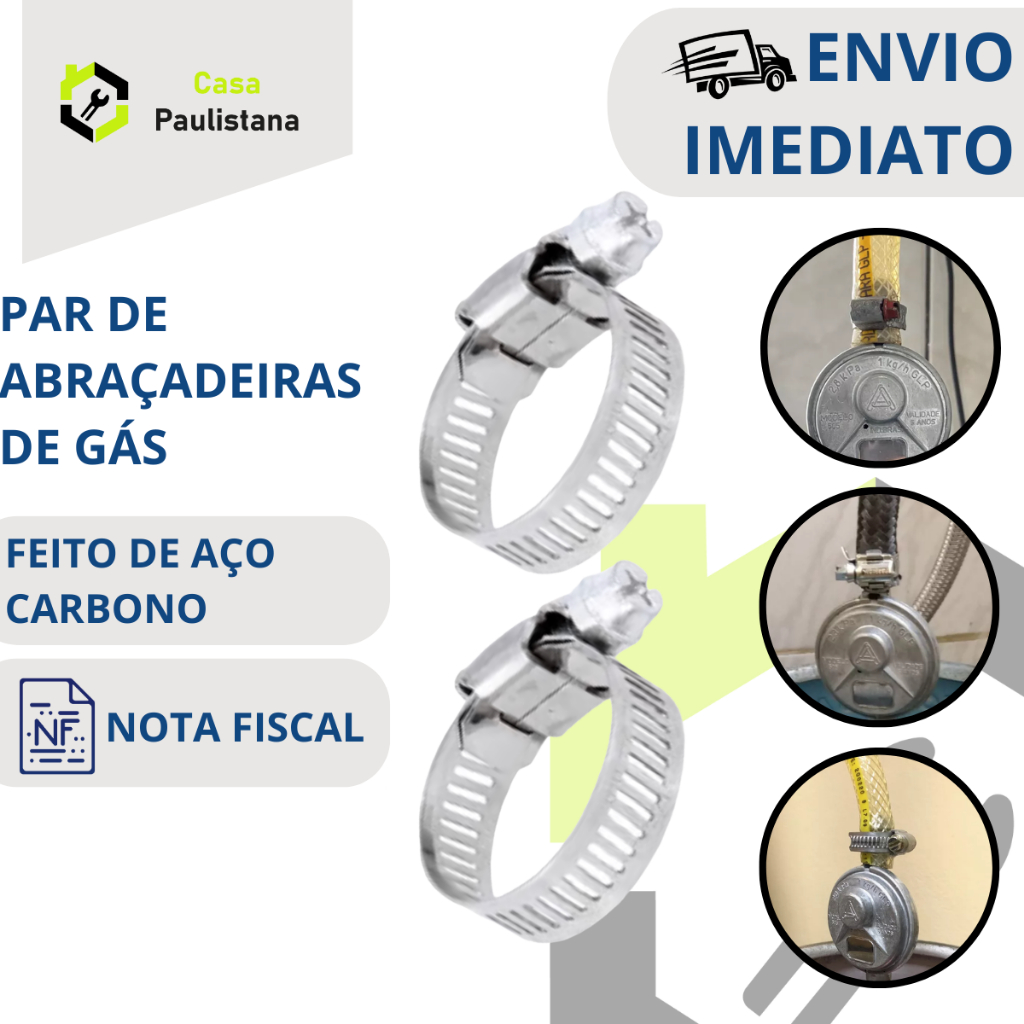 Par com 2 Abraçadeiras para Mangueira de Gás Rosca sem Fim 5/8 x 3/4 ...