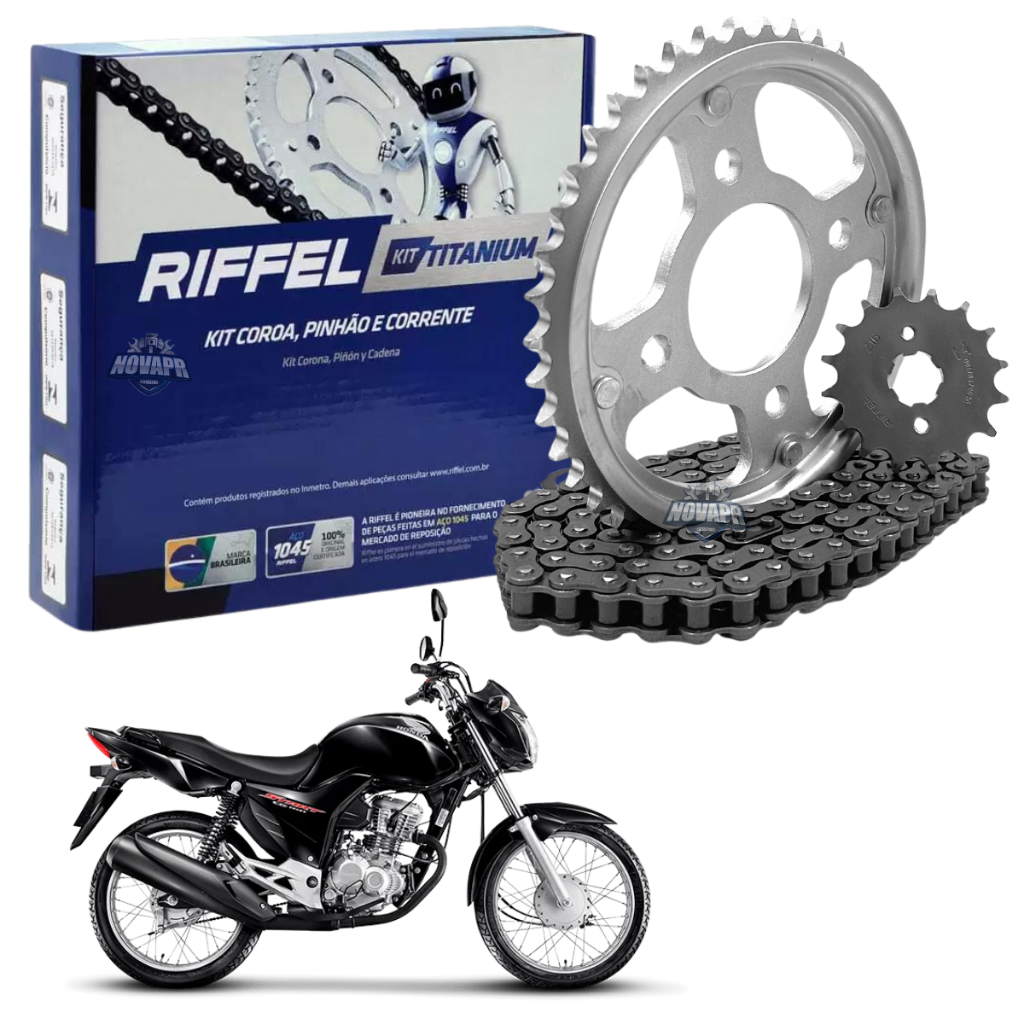 Kit Relação Tração Transmissão CG 150 Riffel Start Cargo Fan Titan 2004 ...