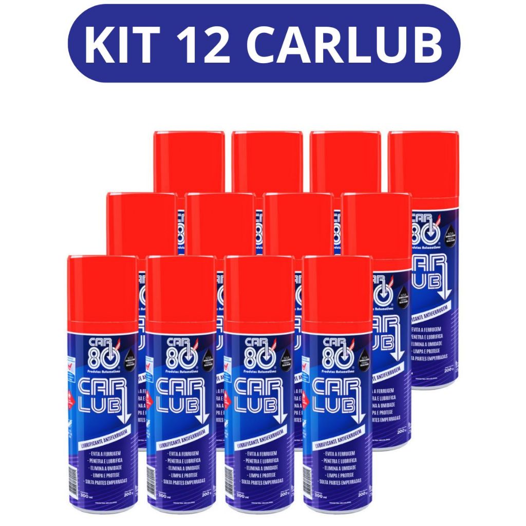 Kit 12 Desengripante Antiferrugem Lubrificante Multiuso Car Lub Car 80 ...