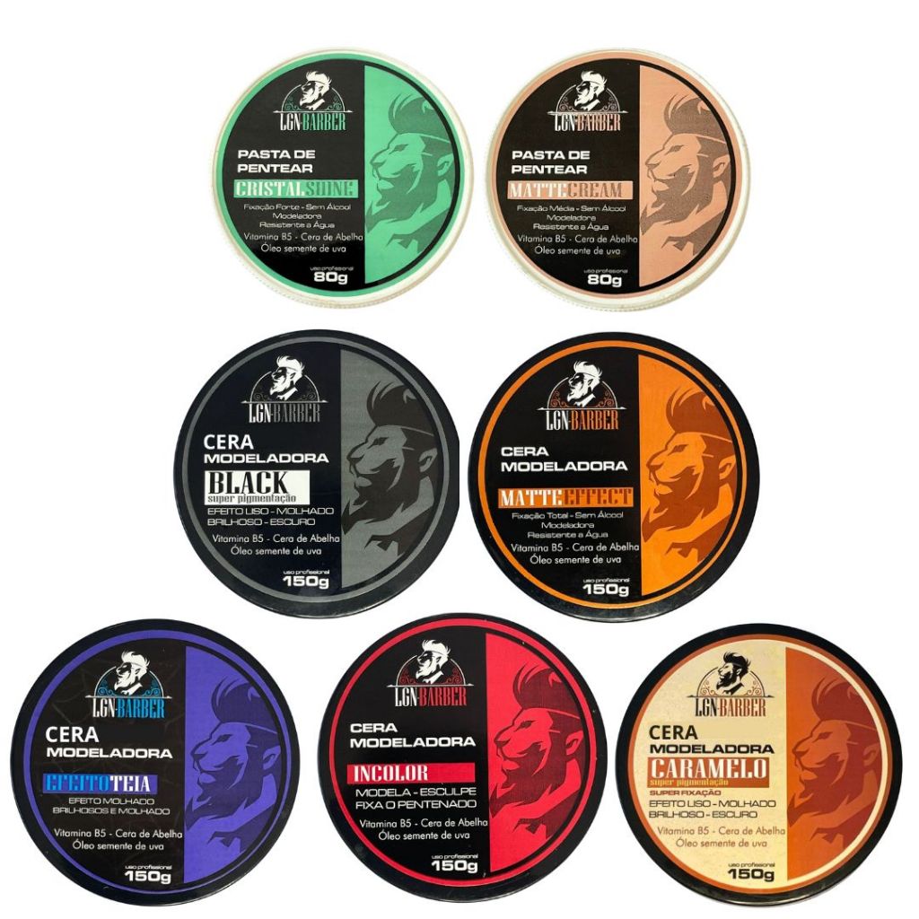 5 Ceras 150g (incolor, matte, caramelo, teia e black)+2 Pastas 80g ...