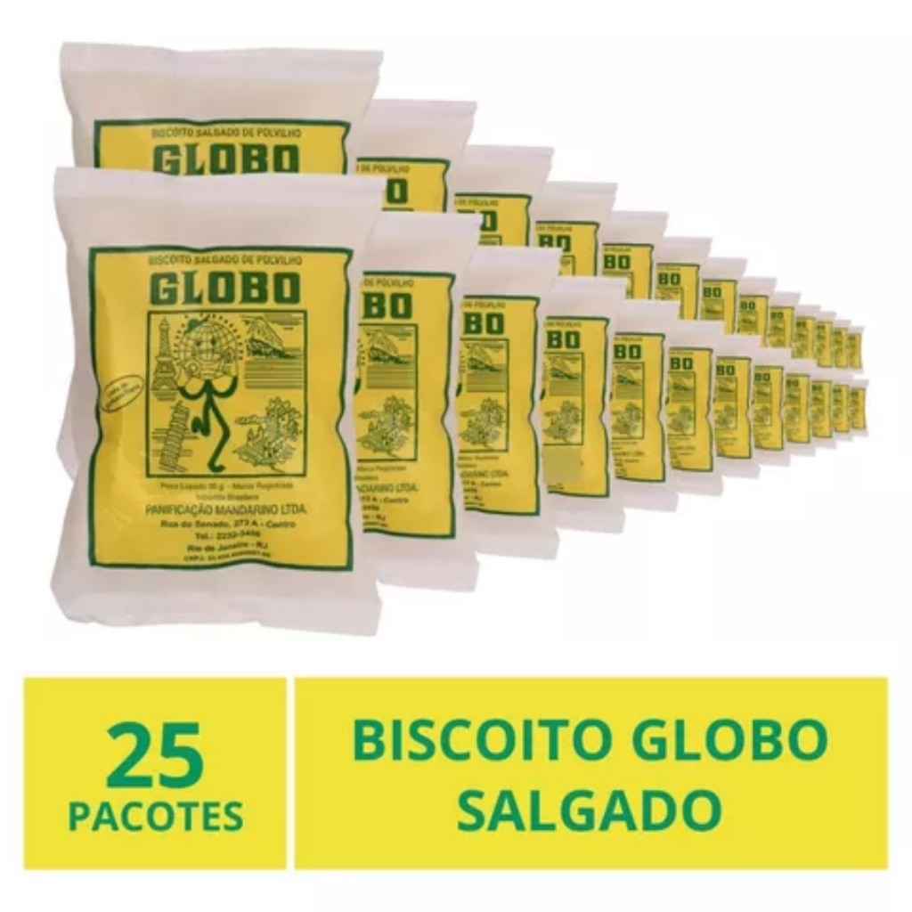 Biscoito Globo Polvilho 30g - Salgado e Doce / Caixa com 25 unidades ...