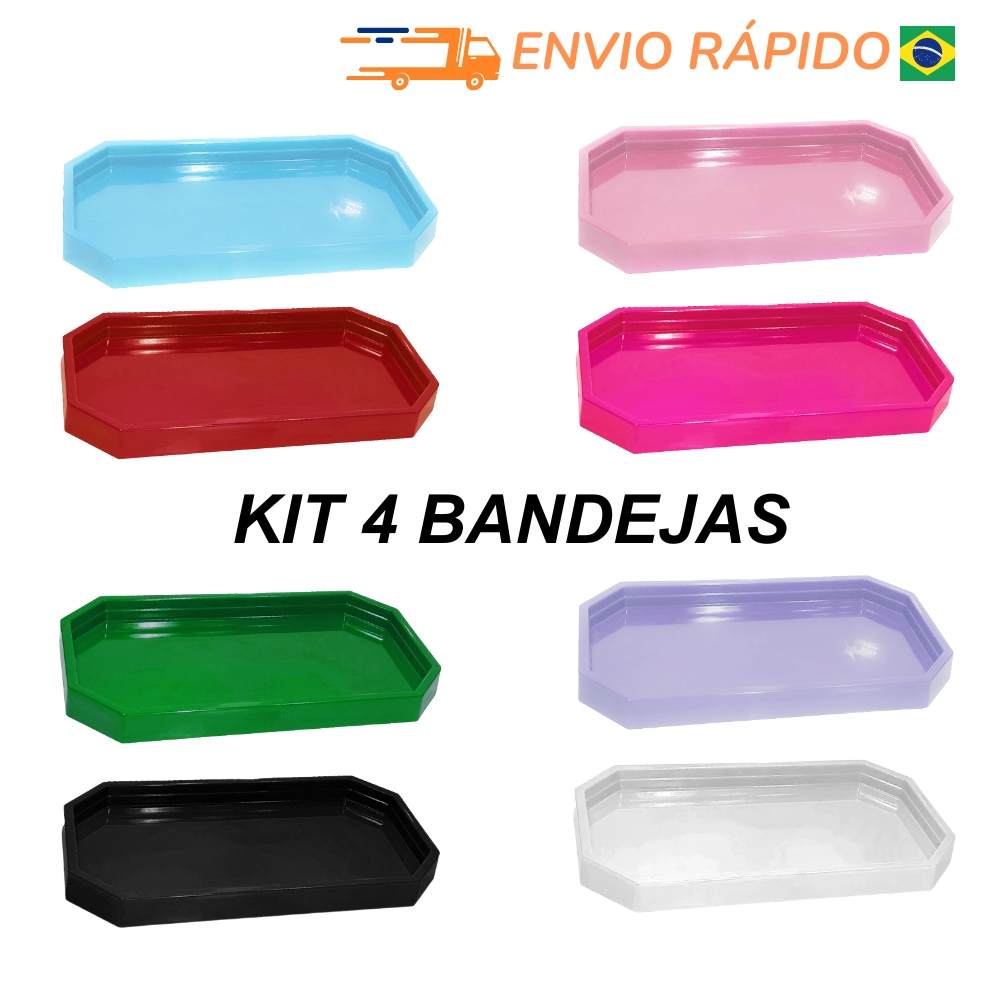 KIT COM 4 MINI BANDEJA LAPIDADA 19X13CM | Shopee Brasil