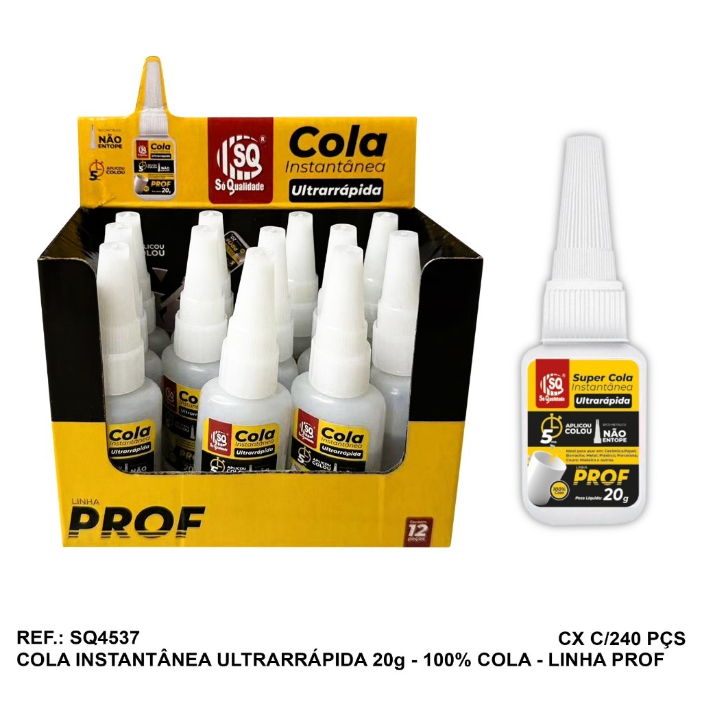 12 Cola Super Forte De 20g Instantânea Ultrarrápida Multiuso SQ ...