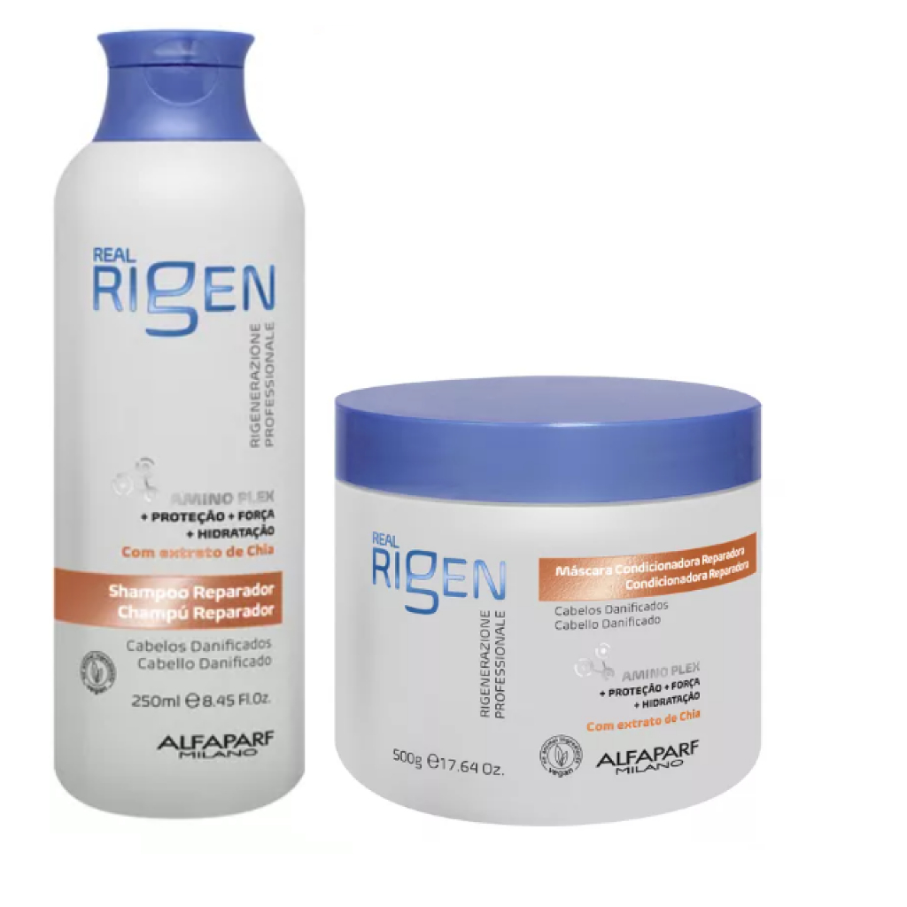 Kit Real Rigen Repair Shampoo + Mascara Reparadora Alfaparf | Shopee Brasil