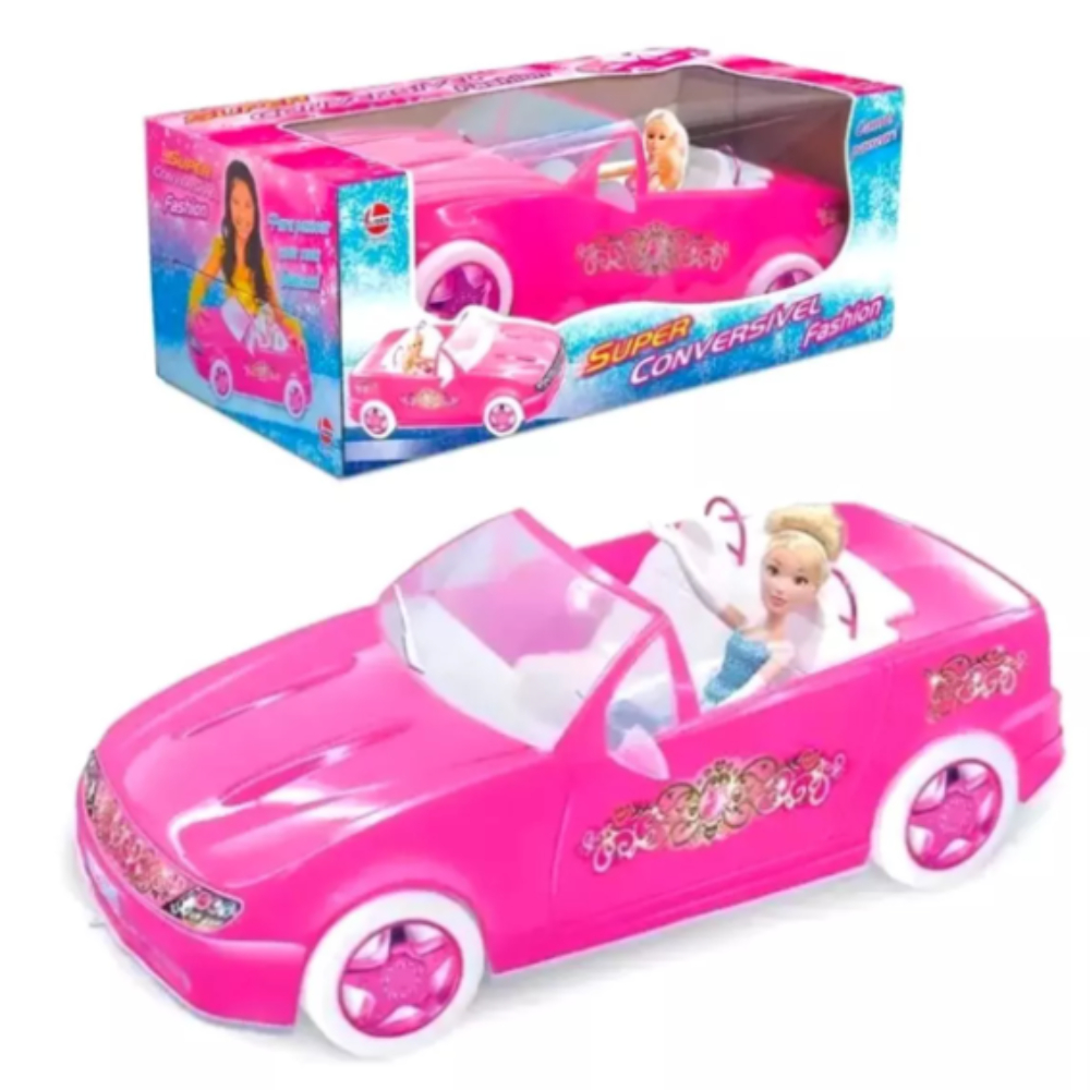 Carrinho Carro Conversível Rosa P/ Boneca Barbie 60cm | Shopee Brasil