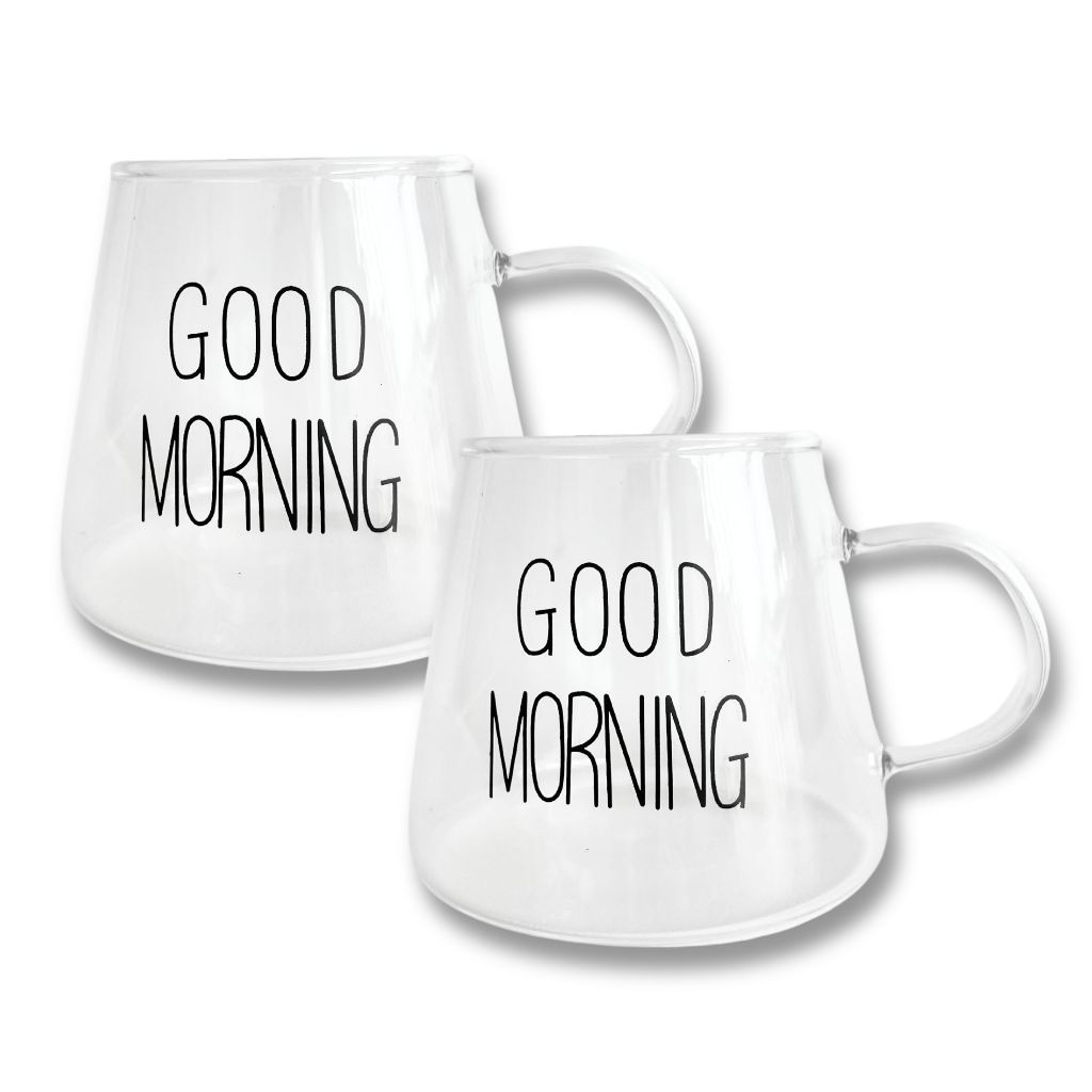 Xícaras Good Morning 02un Caneca de Vidro 400ml Canecas Fofas | Shopee ...
