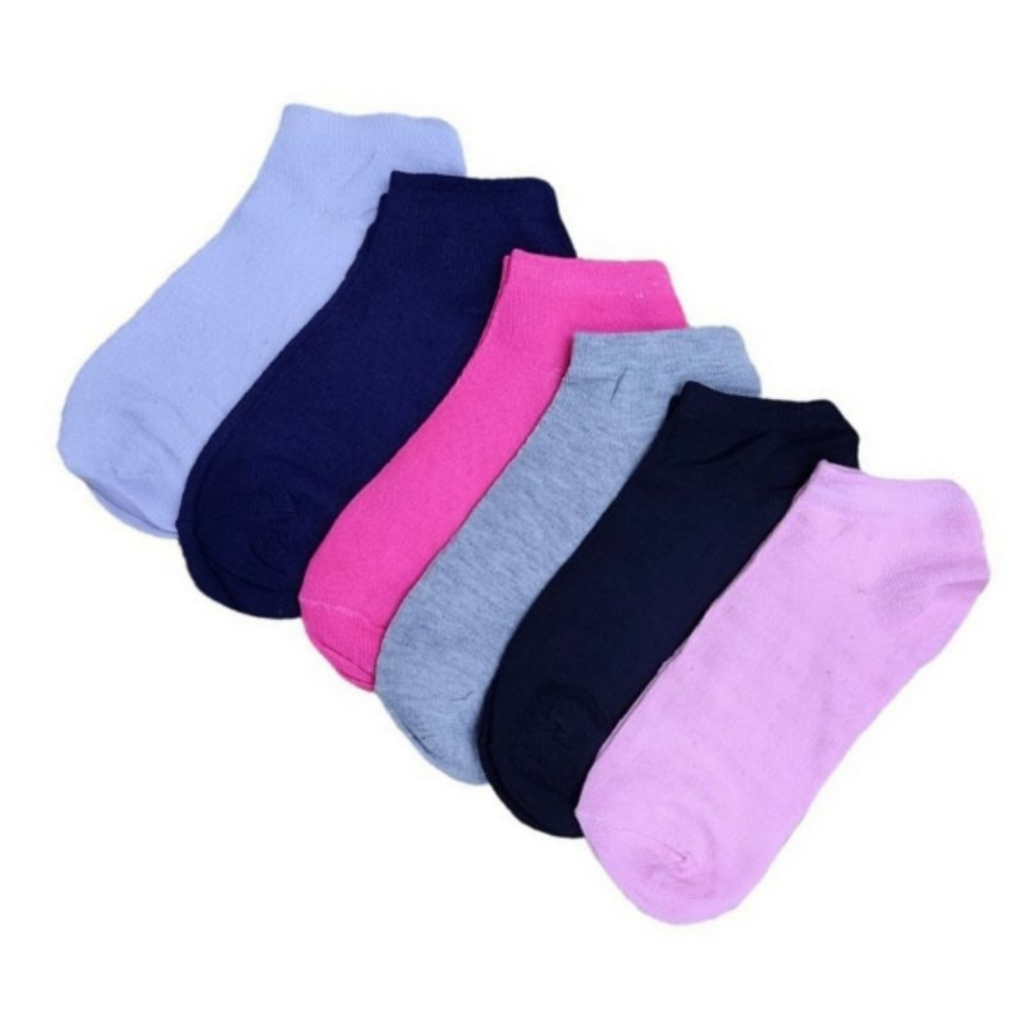 Kit 12 Pares Meias Feminina Soquete Lisa Coloridas | Shopee Brasil