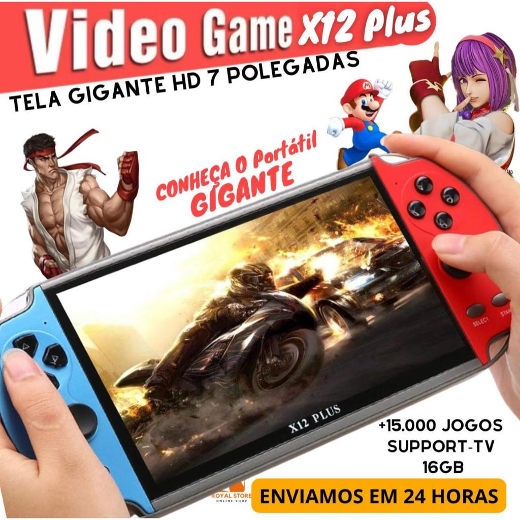 Mini Game X12 Plus Portátil Tela Gigante HD 7 Polegadas 16GB Lançamento ...