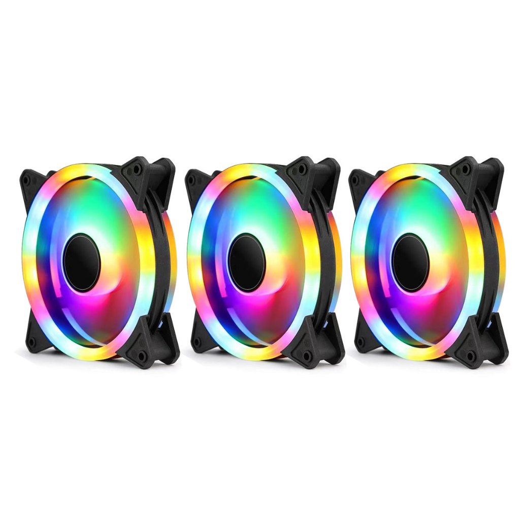 Kit 3 Coolers Fan 120mm com 16 LEDs RGB para Gabinete PC e CPU ...