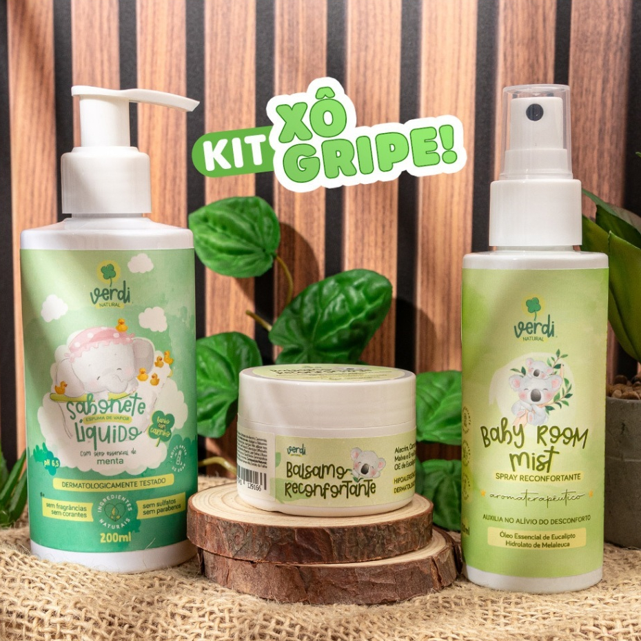 Kit Xô Gripe Sabonete Líquido Shampoo Espuma a Vapor de Menta e Baby ...