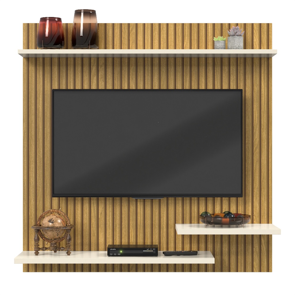 Painel Para TV 32 Polegadas Retro Sala Quarto Com Prateleira e Nichos ...