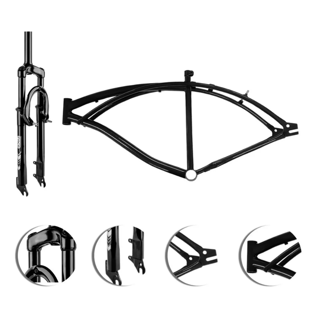 Quadro Chassi Bicicleta Motorizada Caiçara Moskito + Suspensao Aro 26 ...