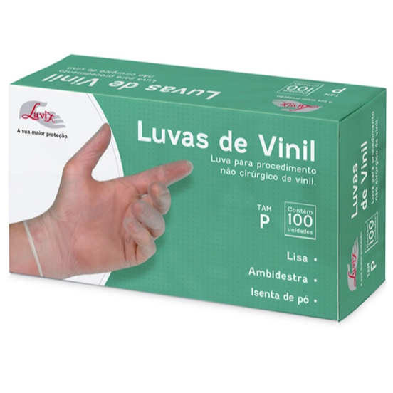 Luvix Luva Vinil Procedimento Não Cirúrgico Sem Pó Tamanho P 100 ...