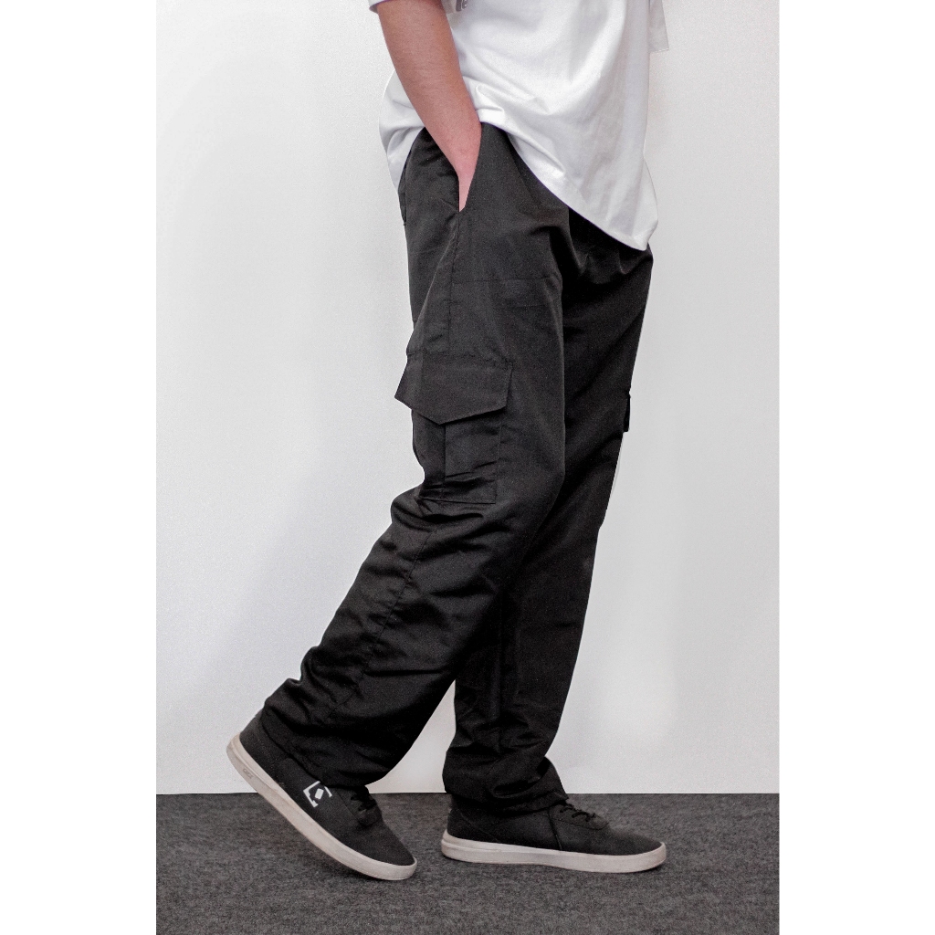 Calça Cargo Tactel Larga Masculina Skate 5 Bolsos Fechamento Cordão ...