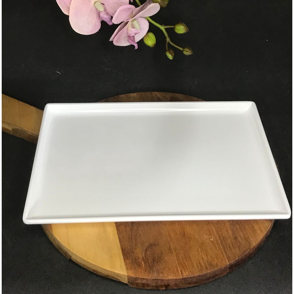 Prato Retangular Melamina Branco Culinaria Japonesa Bestfer | Shopee Brasil