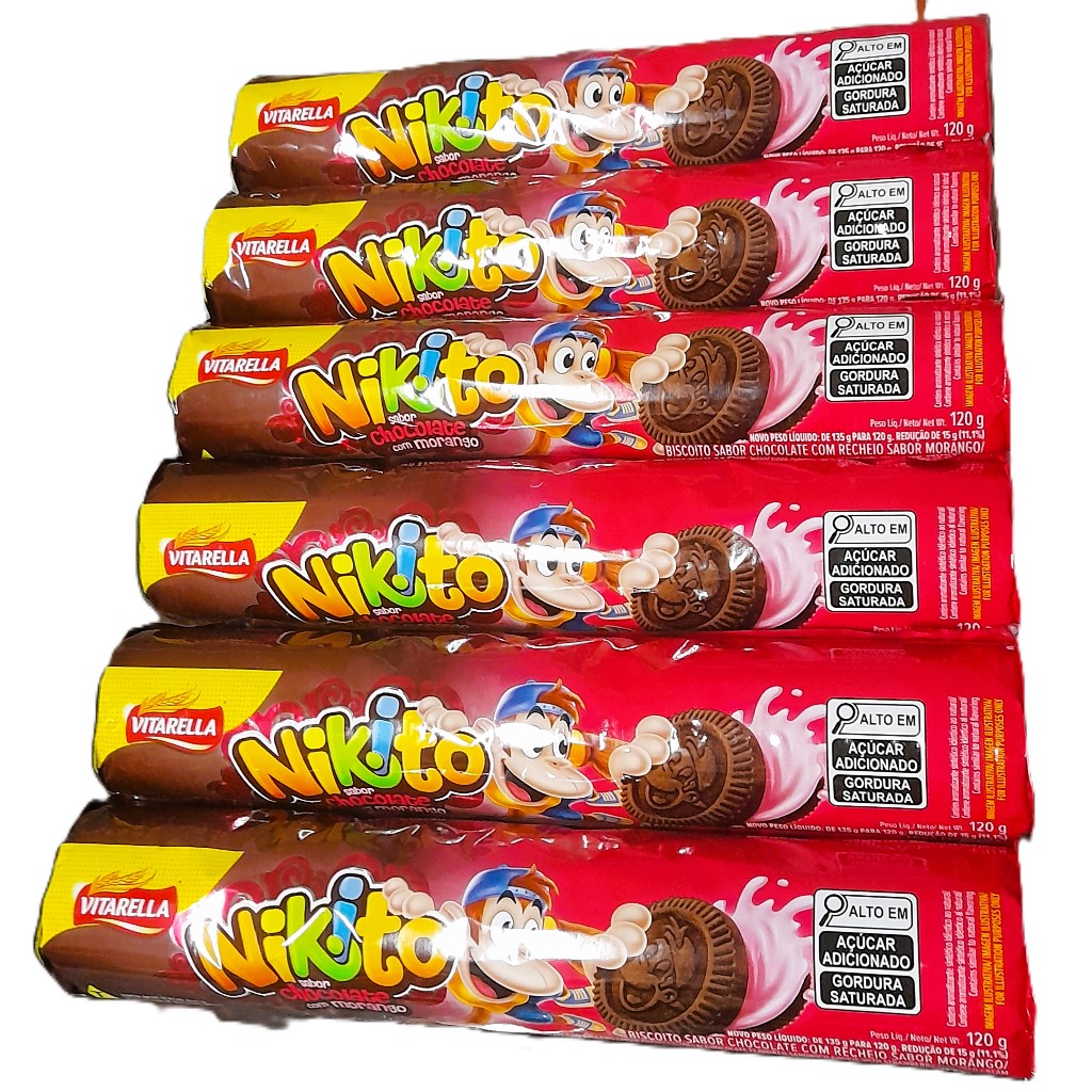 Bolacha Biscoito Nikito 6 unidades escolha seu sabor 120g | Shopee Brasil