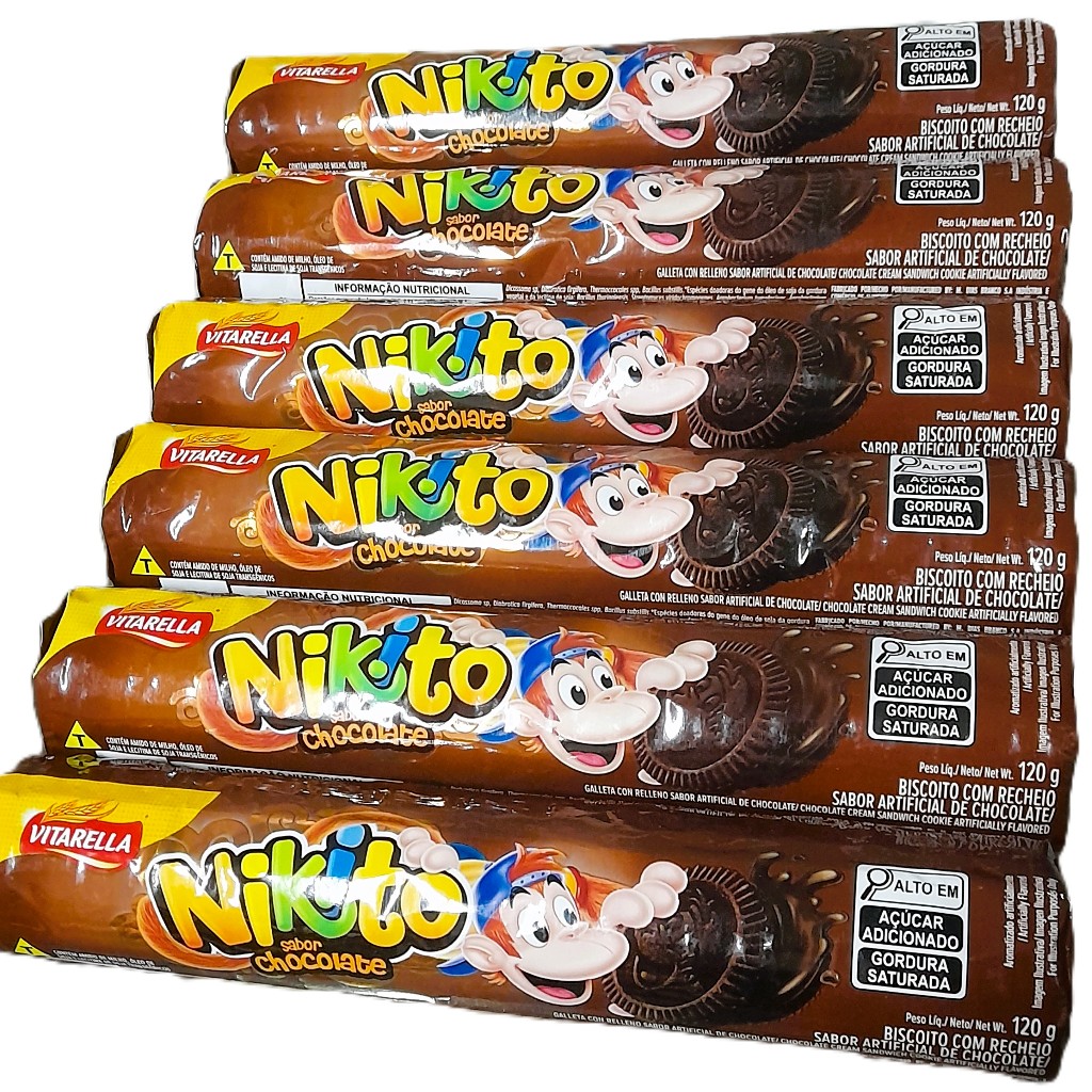 Bolacha Biscoito Nikito 6 unidades escolha seu sabor 120g | Shopee Brasil