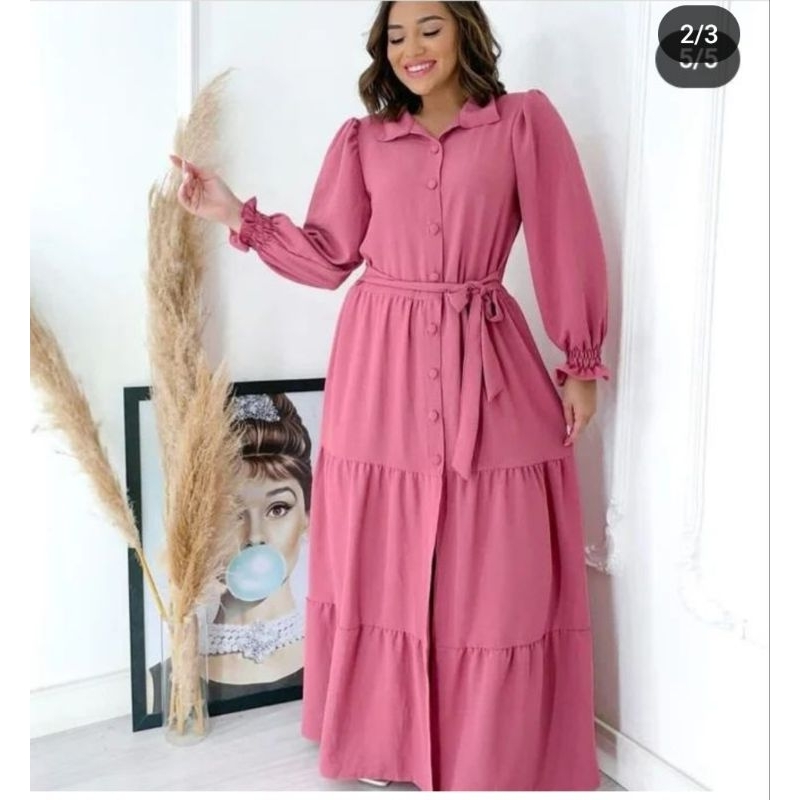 Vestido Longo shamise luxo femenino manga longa Fenda DIVERSAS CORES ...