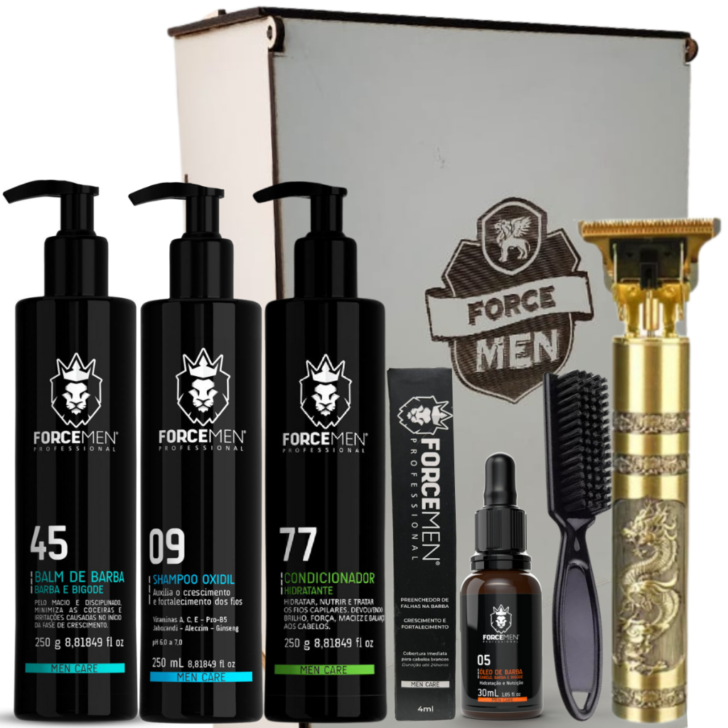 Kit Barba, Cabelo Balm, Shampoo, Óleo, Preenchedor, Condicionador Force ...