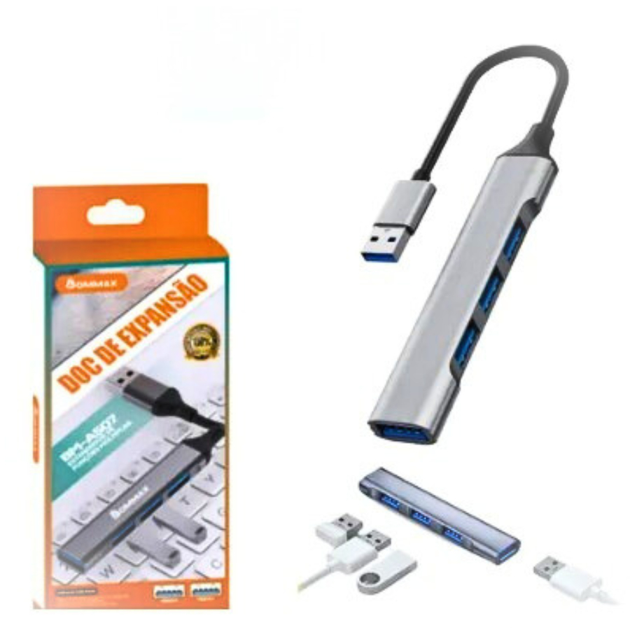 Adaptador USB com 4 Portas em 1 Hub de Interface Expansão Portatil ...