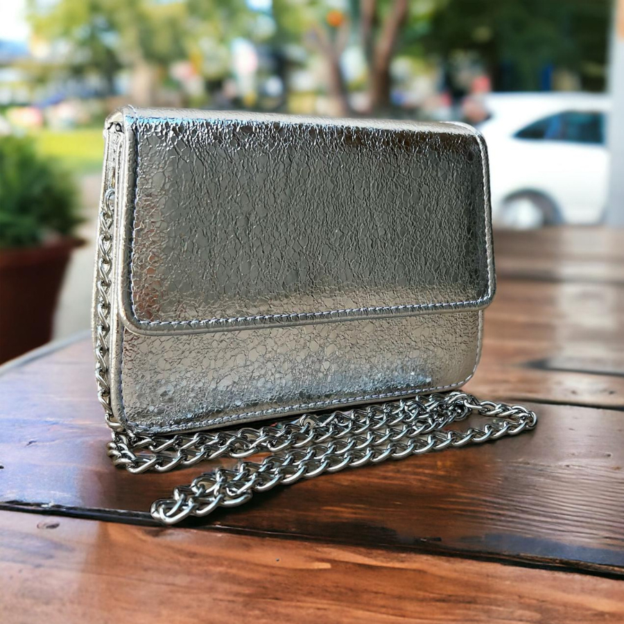 Bolsa Prata Metalizada Festa Mini Bag Luxo | Shopee Brasil