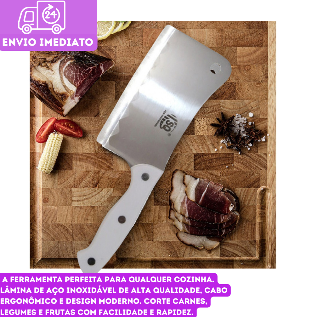 Cutelo Corte Inox 30cm Peixe Cortes Carne Churrasco Cabo Ergonômico ...