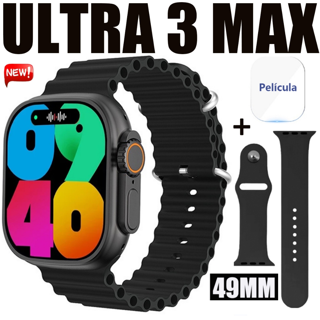 2024 Novo Watch 9 Ultra 3 MAX Series 10 Relógio Inteligente Digital ...