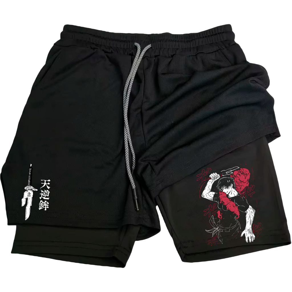 Short Dry-Fit Compressão 2 em 1 Esportivo Academia Coleção jujutsu ...