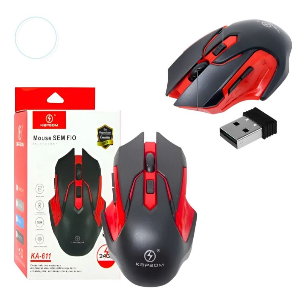 Mouse Sem Fio Usb Para Notebook Pc Gamer Ka-611 Kapbom | Shopee Brasil