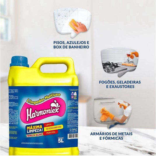 Limpador Multiuso Tripla Ação (Limpeza, Perfume e Brilho) 5 Litros ...