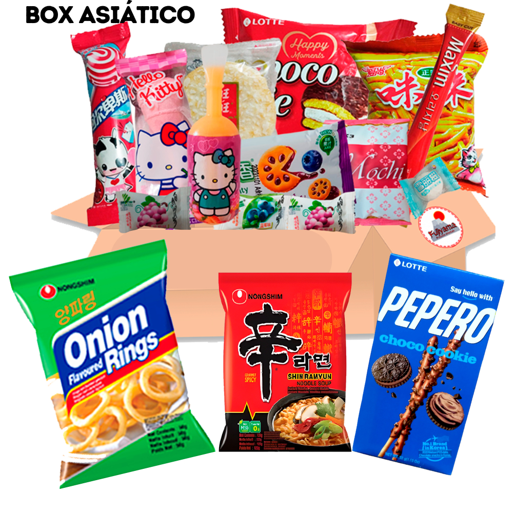 Asia Box 1Lamen Coreano Nongshim, Pepero, Snacks e 20 doces asiáticos ...