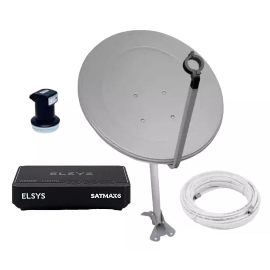 Kit Antena Nova Parabólica Digital SKY Livre com Elsys SatMax 6 Kit Completo | Shopee Brasil