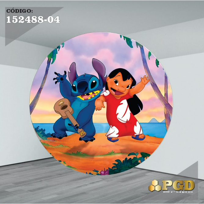 Painel de Festa Lilo e Stitch, Painel Redondo, Painel de Festa Redondo ...