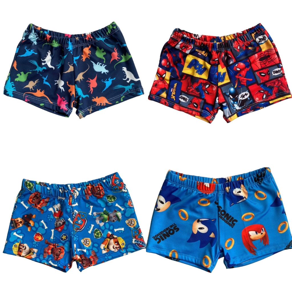 Sunga Boxer Infantil Natação Personagens/ Sunga box Moda praia infantil ...