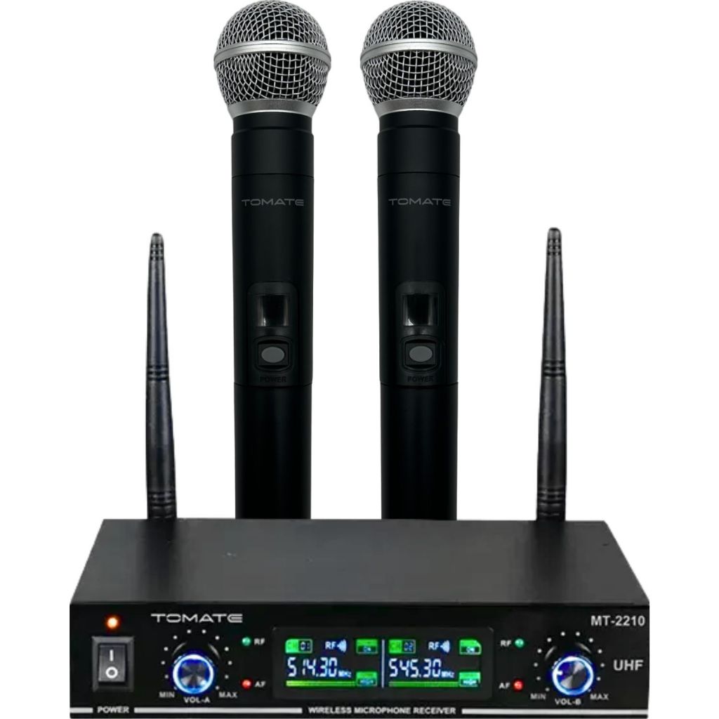 Kit Microfone Sem Fio Duplo Profissional Tomate com Bateria e Visor Digital | Shopee Brasil