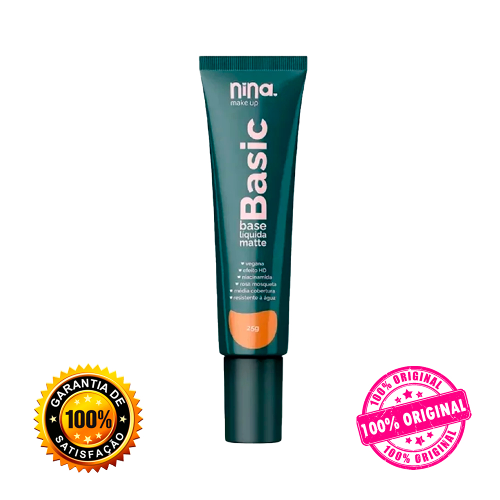 Nina Make Up Base Liquida Matte Basic 25g (Média Cobertura e Resistente ...