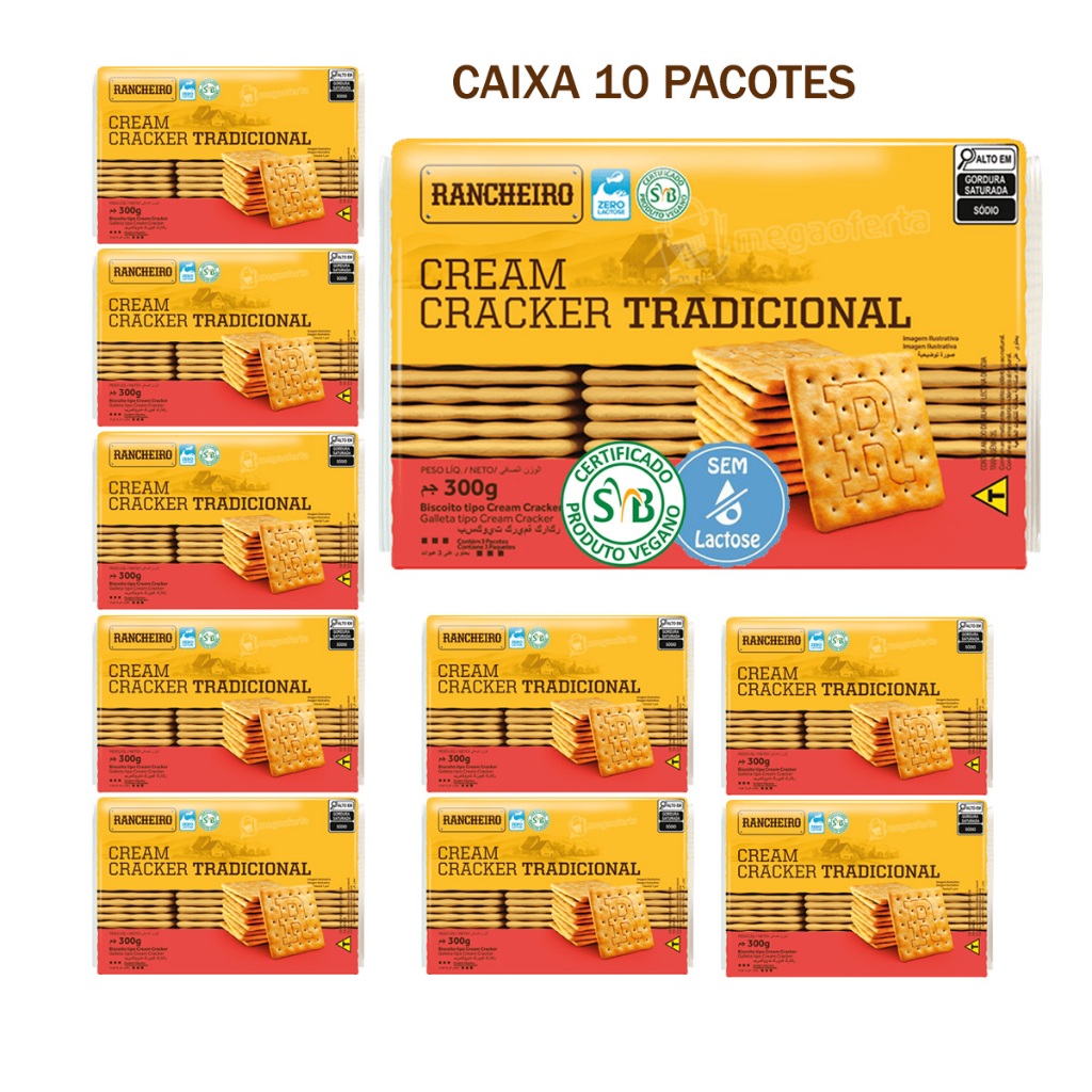 Caixa 10 Pacotes Bolacha Salgada Biscoito Zero Lactose Vegano | Shopee ...
