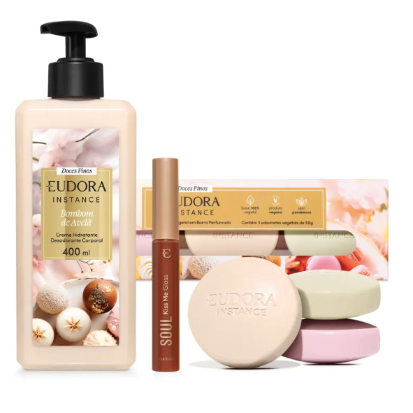 Eudora Combo Doces Finos: Kit Sabonete em Barra Vegetal 3x50g + Creme ...