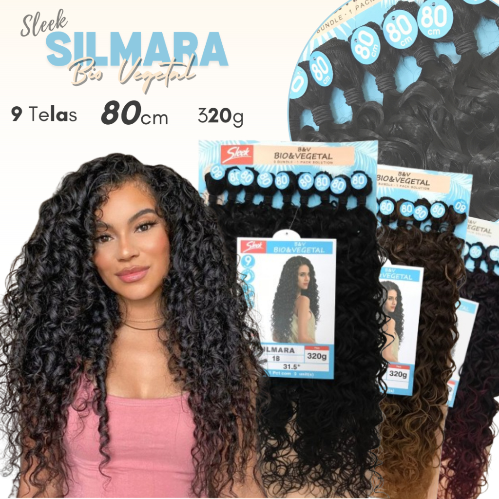 Cabelo Fibra Bio Vegetal Silmara Sleek Cacheado 80cm 320g 9 Telas | Shopee Brasil